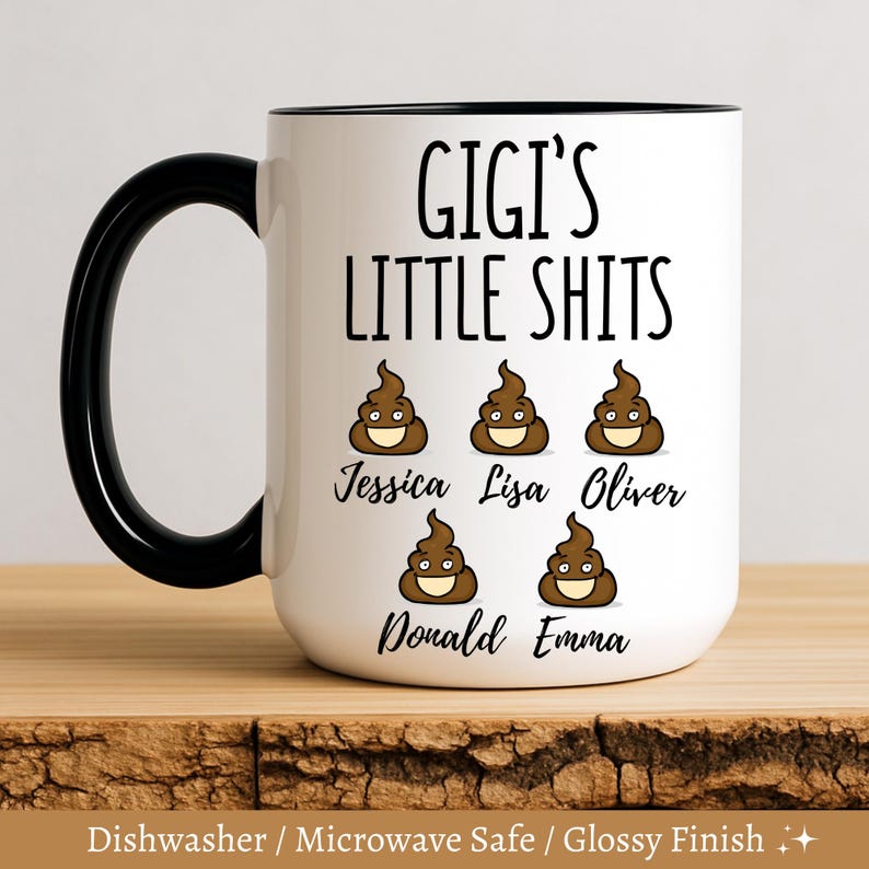 Personalized Grandma Mug – Gigi’s Little Shits Custom Poop Emoji Gift ...