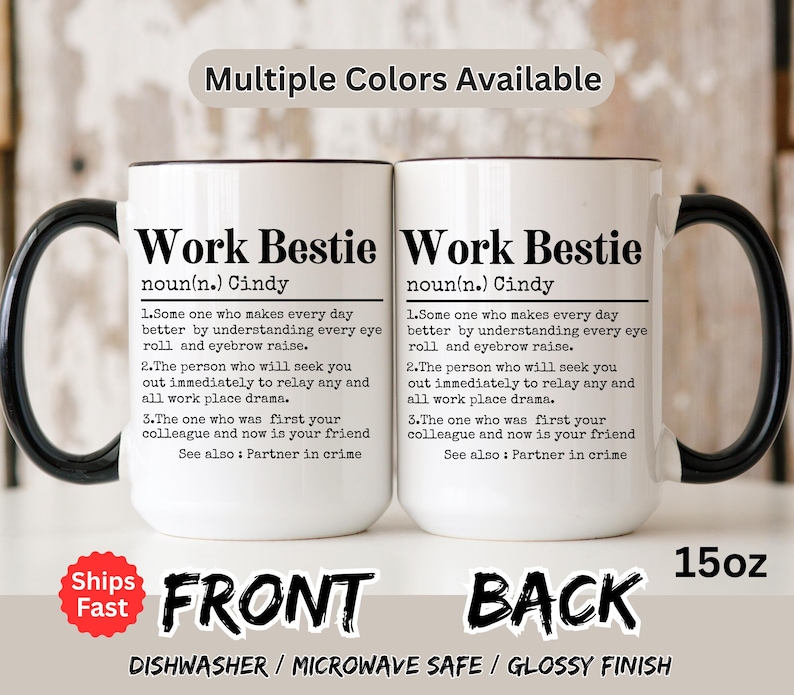 Personalized Work Bestie Mug, Work Best Friend Mug, Coworker Mug, Work ...