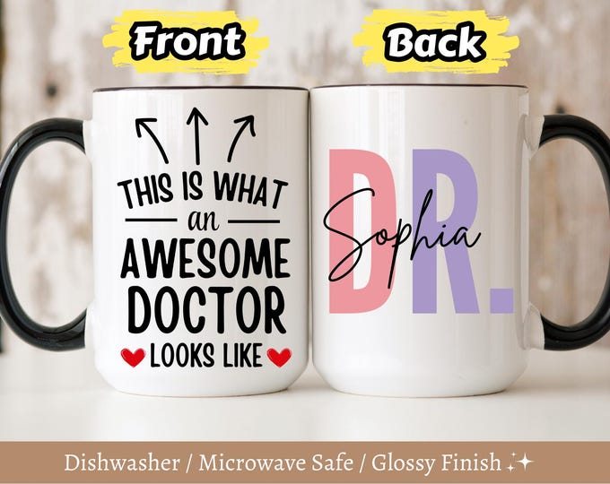 PERSONALIZED Name Floral Doctor Coffee Mug, Doctor Graduation Gift ...
