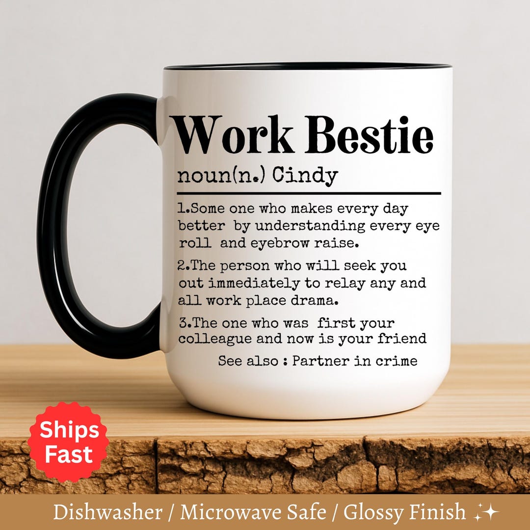 Personalized Work Bestie Mug, Work Best Friend Mug, Coworker Mug, Work ...