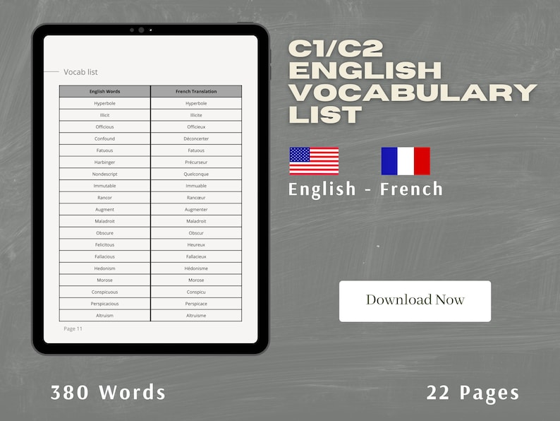 Lista de vocabulario inglés/francés C1/C2 - casi 400 palabras ...