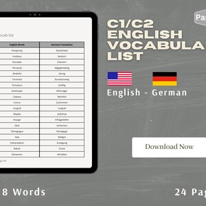 C1/C2 English/german Vocabulary List Part 3 - Over 400 Words - Instant ...