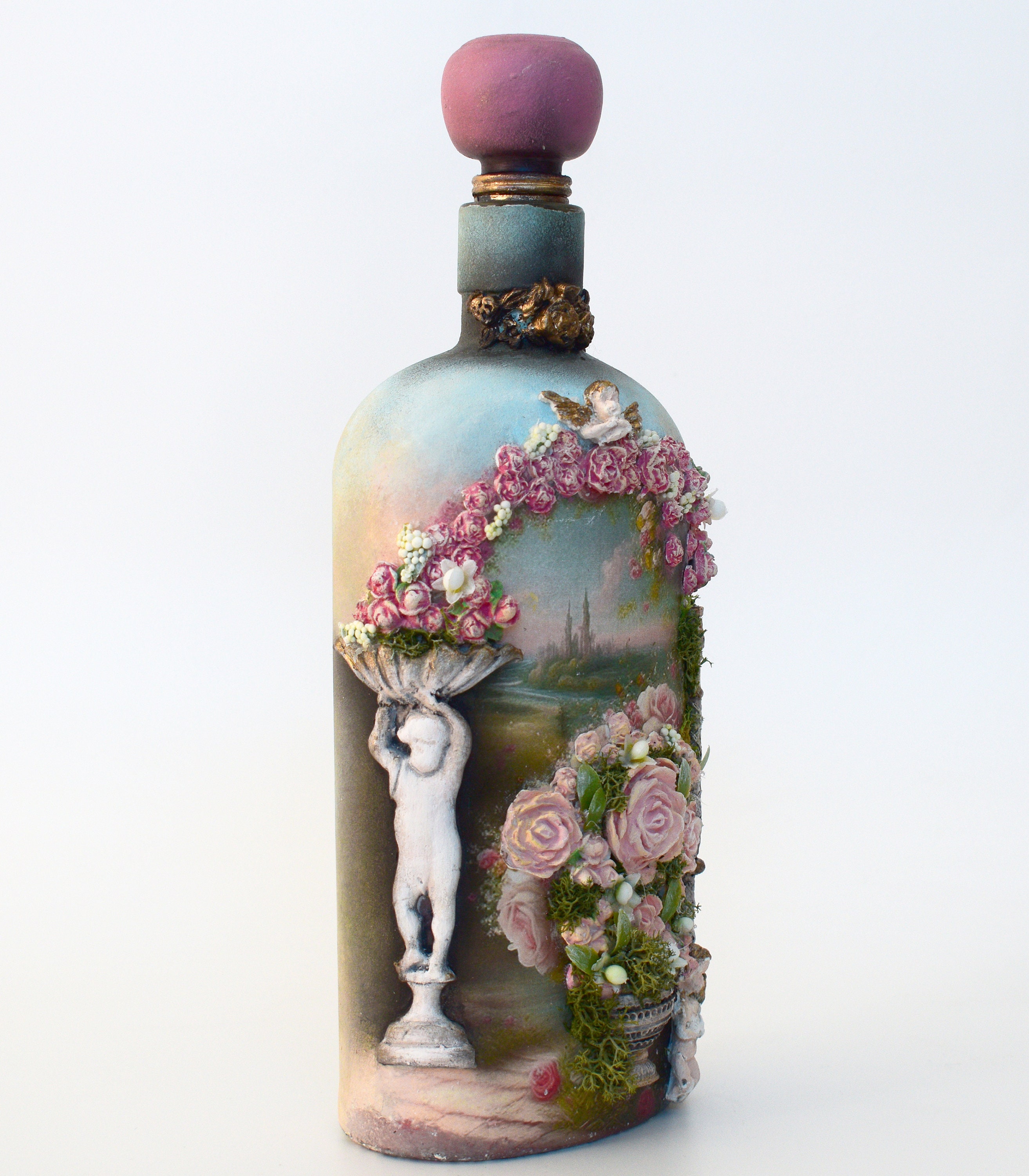 Decorated Glass Bottle Art With Clay, Art Home Decor - Etsy