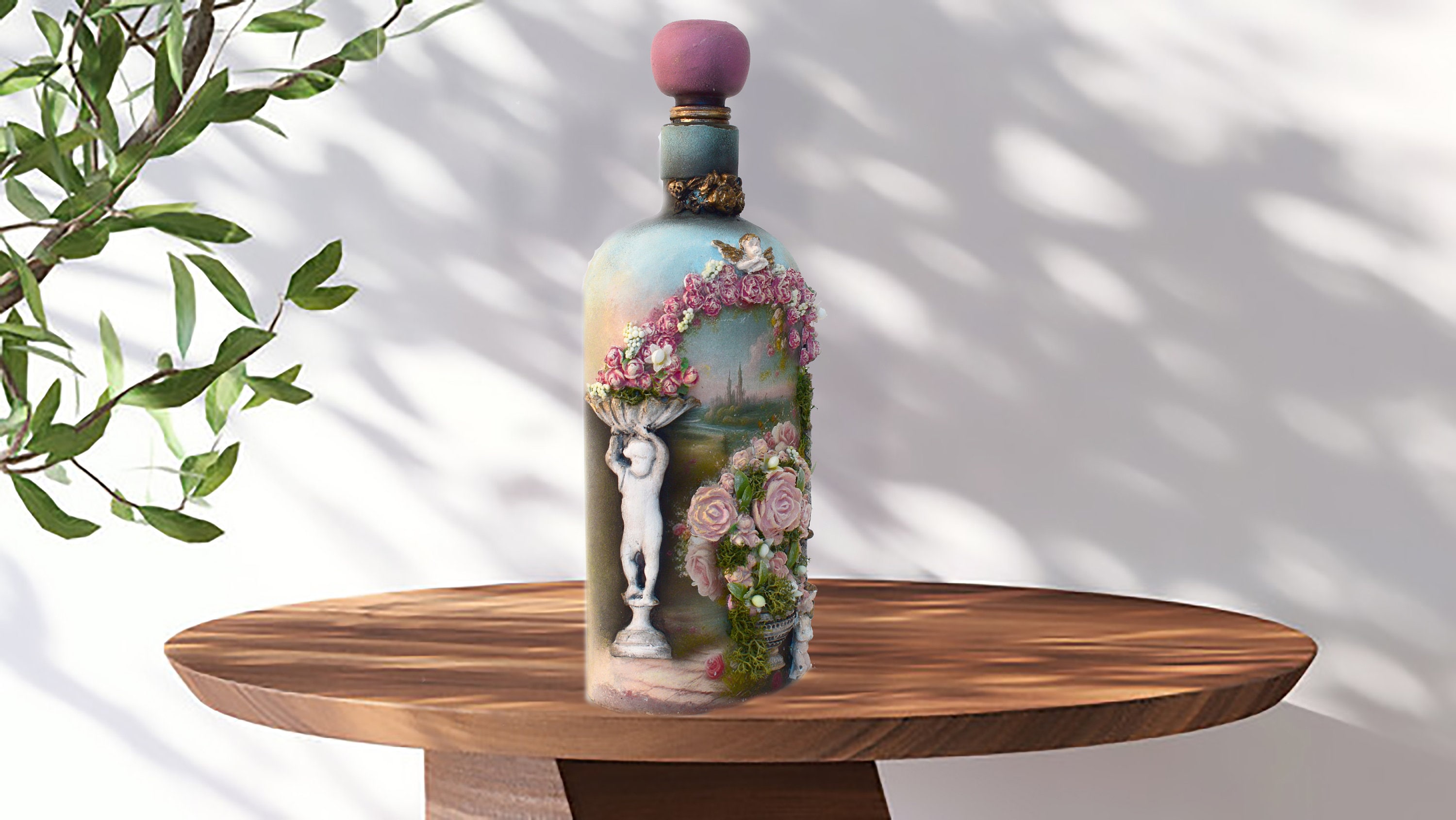Decorated Glass Bottle Art With Clay, Art Home Decor - Etsy