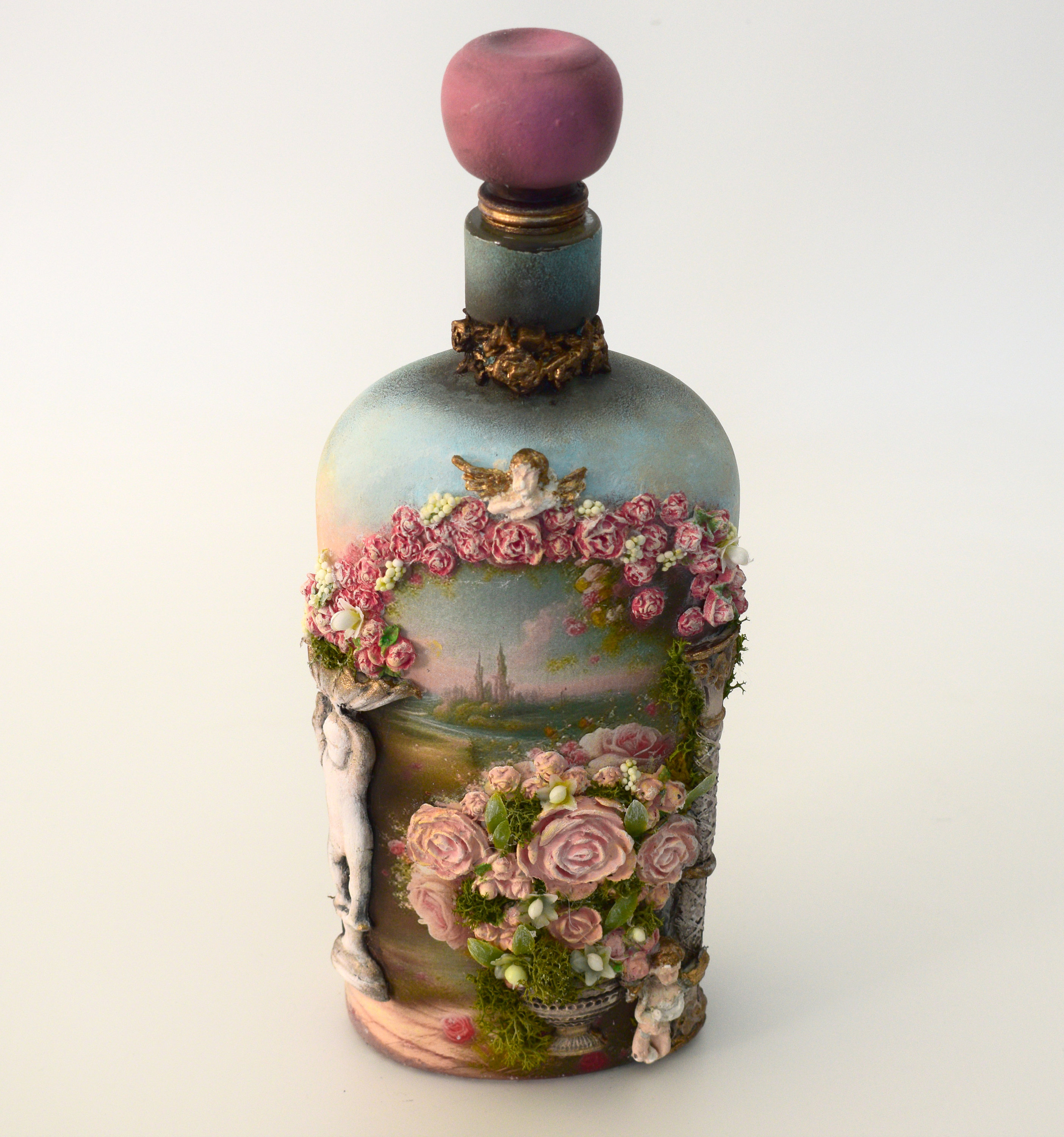 Decorated Glass Bottle Art With Clay, Art Home Decor - Etsy