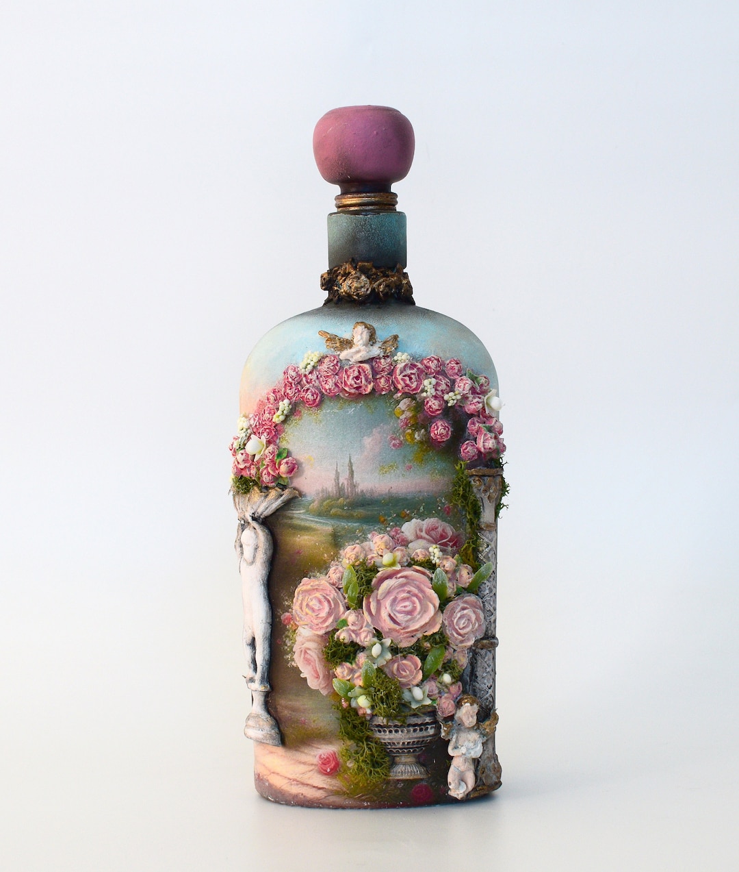 Decorated Glass Bottle Art With Clay, Art Home Decor - Etsy