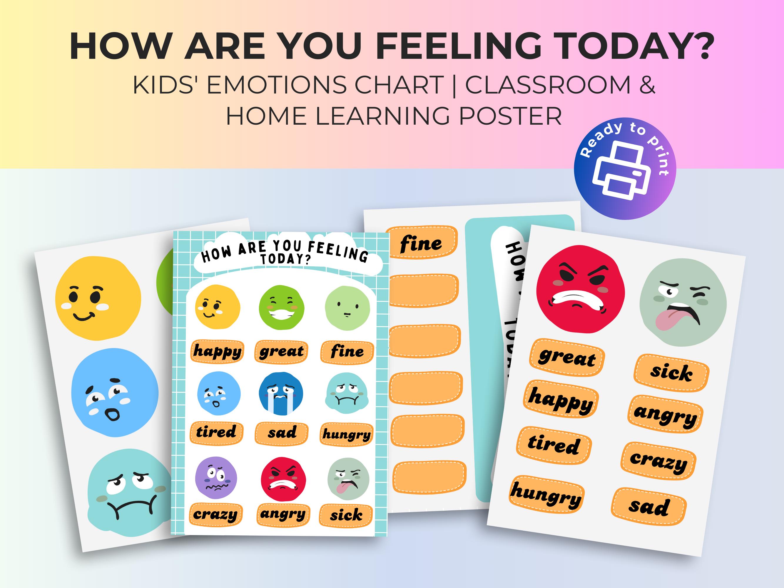 How Are You Feeling Today Poster for Kids – Emotions Chart for ...