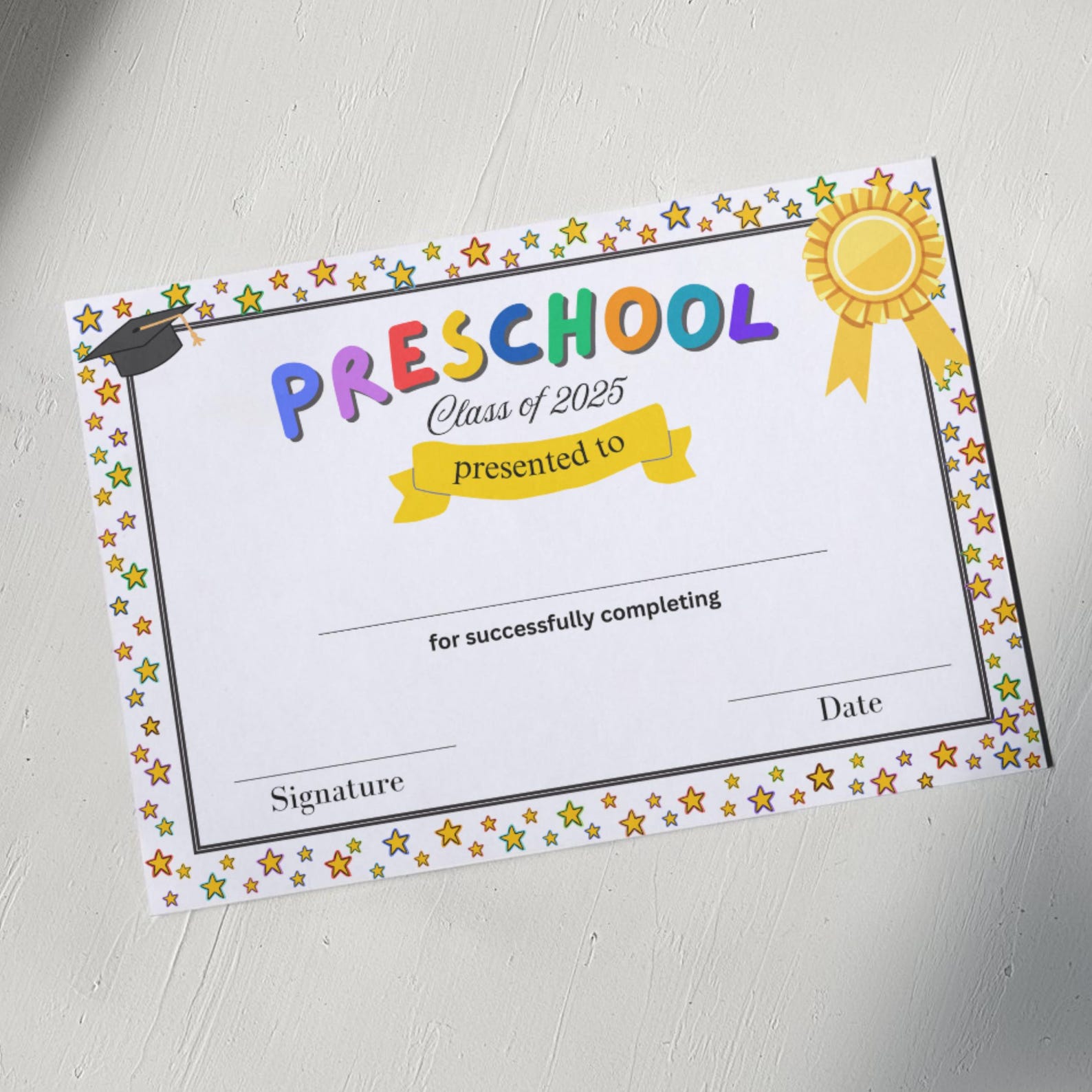 Editable Preschool Graduation Certificate 2025 | Printable Diploma ...