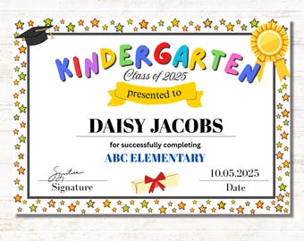 Editable Preschool Graduation Certificate 2025 | Printable Diploma ...