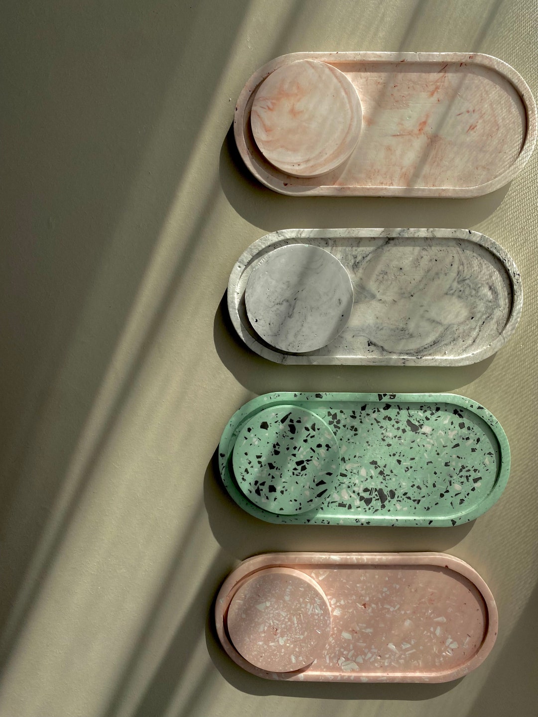 Home Improvement,handmade Terrazzo Trinket Tray Set: Oval Cement ...