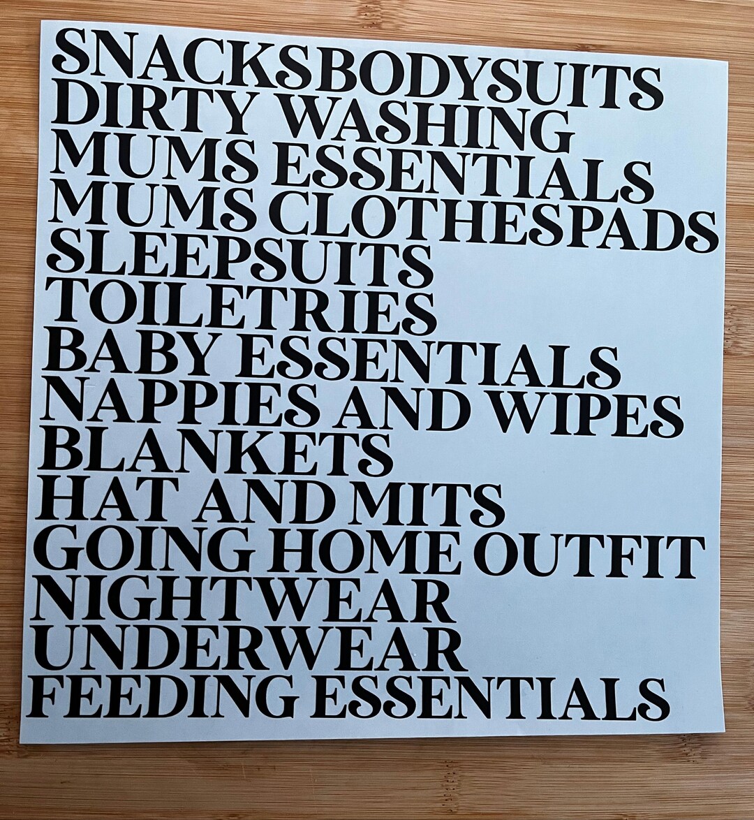 Baby Hospital Organiser Bag Vinyl Labels Decal Stickers | Baby ...