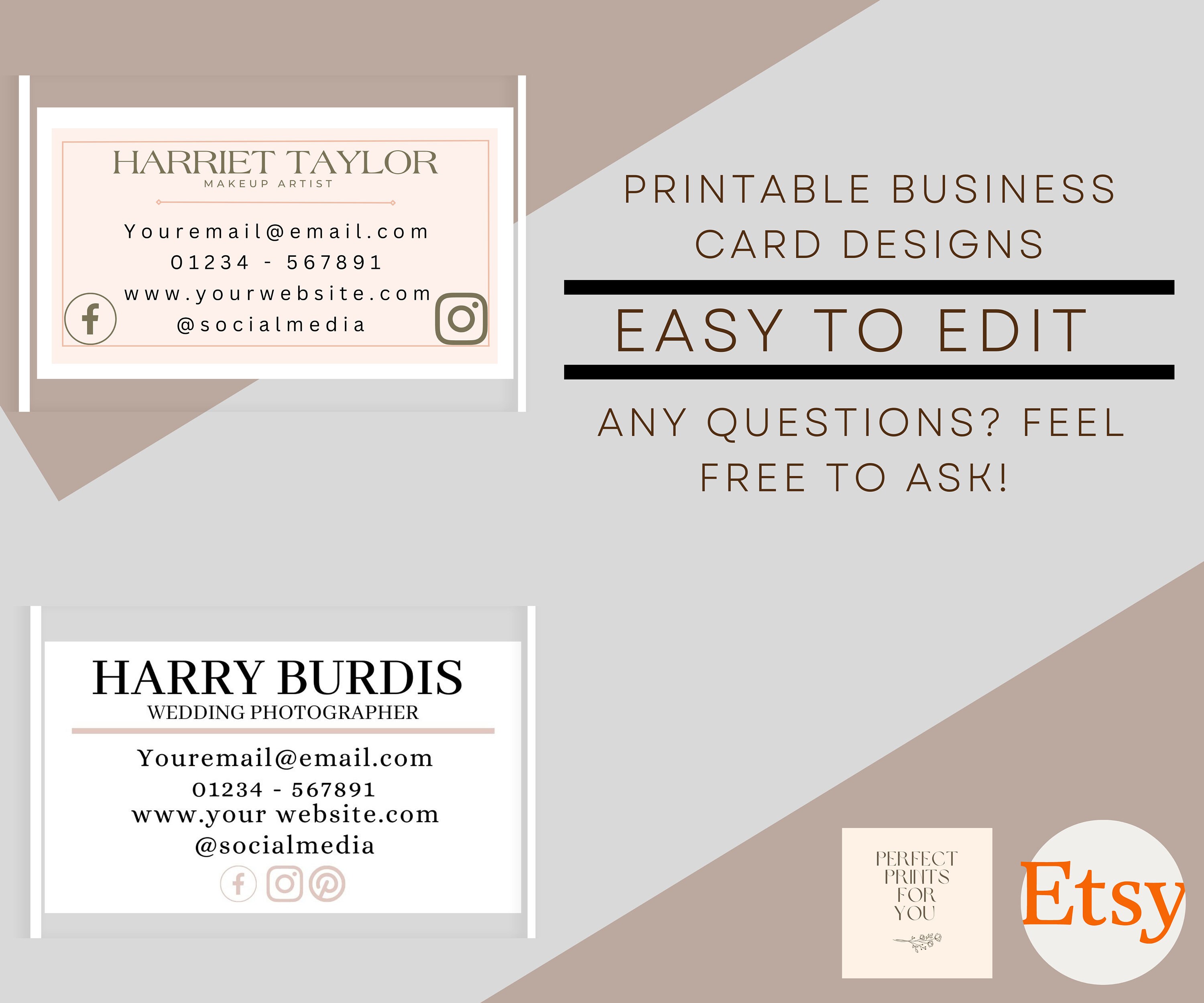 Edit and Print Business Cards, Sleek and Minimalistic, Marketing for ...