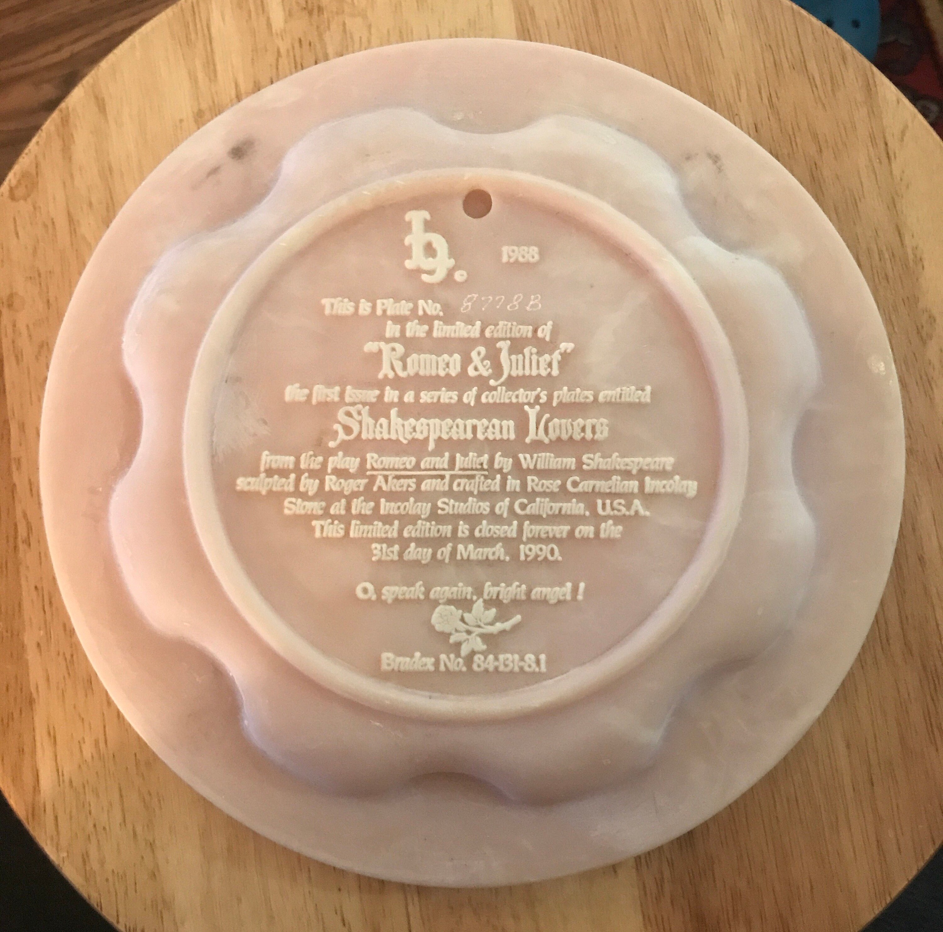 Romeo and Juliet Shakespearean Lovers Decorative Plate by Incolay ...