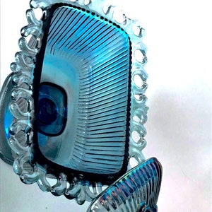Vintage Indiana Glass Lace Pattern Iridescent Blue Candy Dish - Etsy