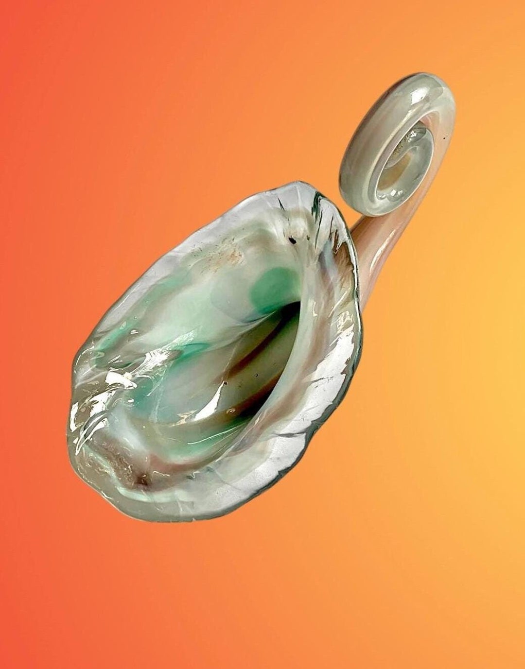 Murano-inspired Art Glass Cornucopia Centerpiece - Grean, Orange ...
