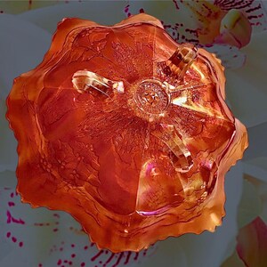 Large Vintage Fenton Carnival Glass Fruit Bowl Stag & Holly Pattern - Etsy