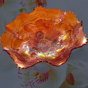 Large Vintage Fenton Carnival Glass Fruit Bowl Stag & Holly Pattern - Etsy