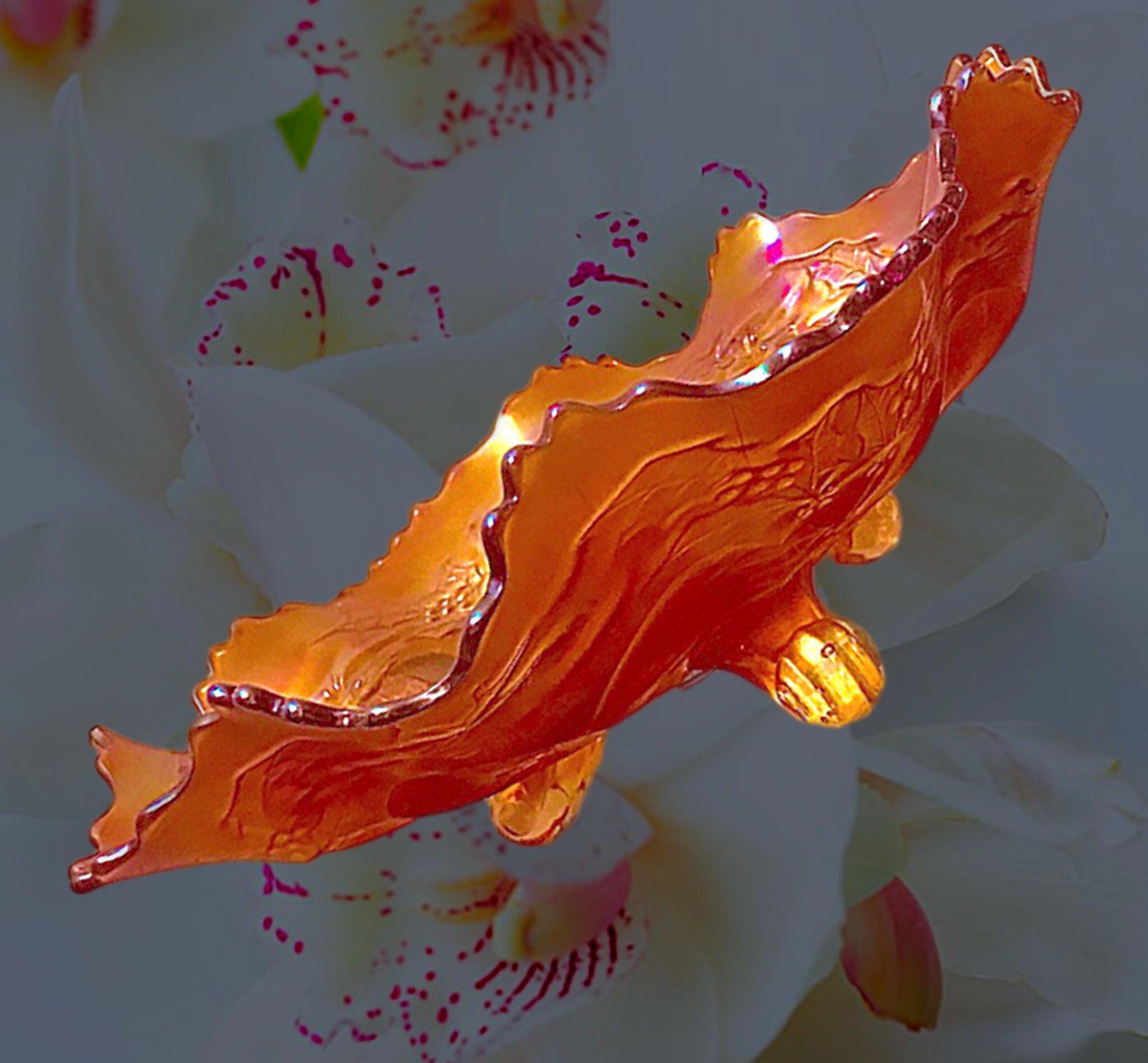 Large Vintage Fenton Carnival Glass Fruit Bowl - Stag & Holly Pattern ...