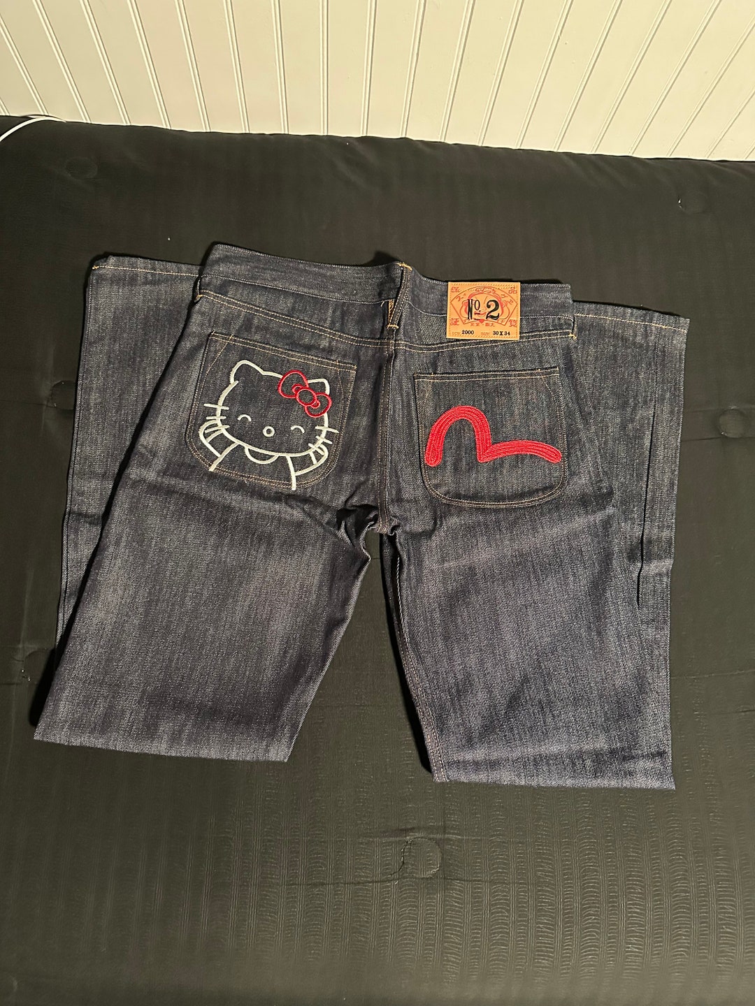 Hello Kitty Y2k Evisu Jeans - Etsy