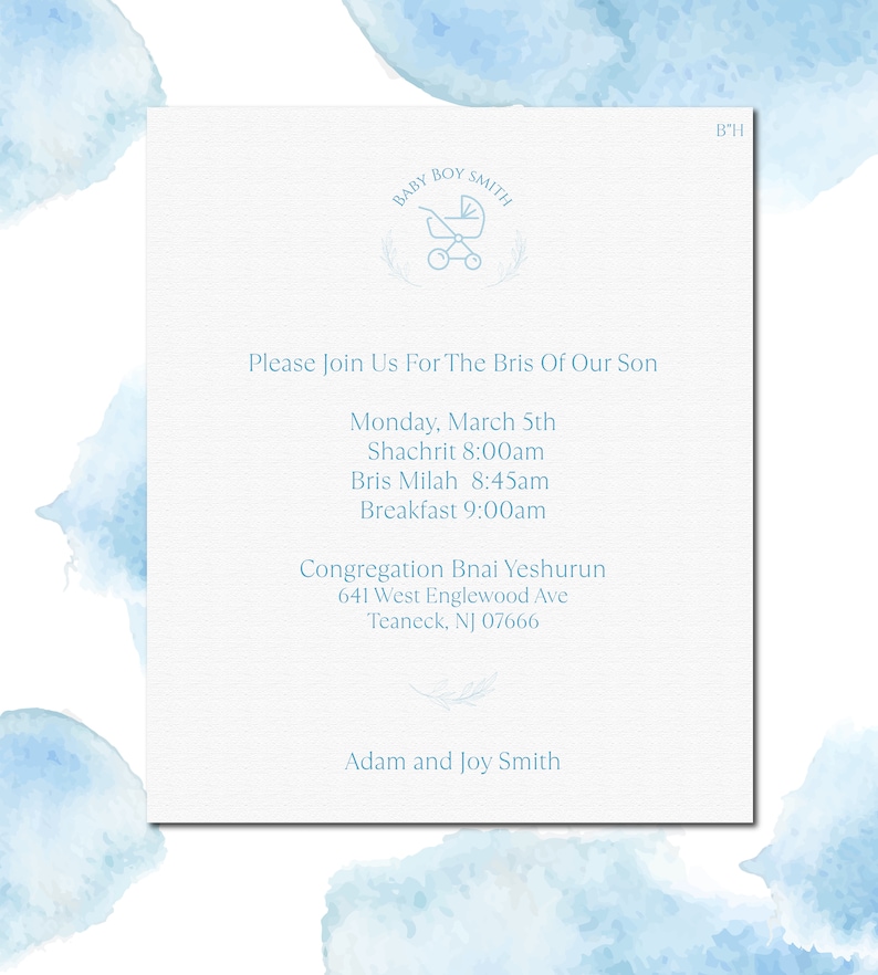 Baby Boy/bris Milah Invite - Etsy