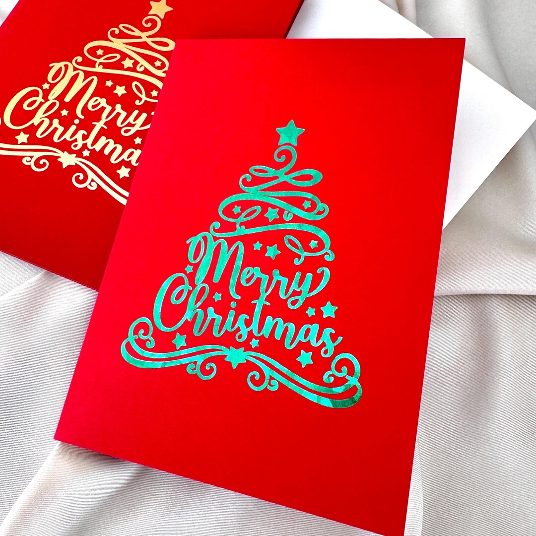 Set of 5 Luxury Textured Christmas Cards With Free Envelopes - Red or ...