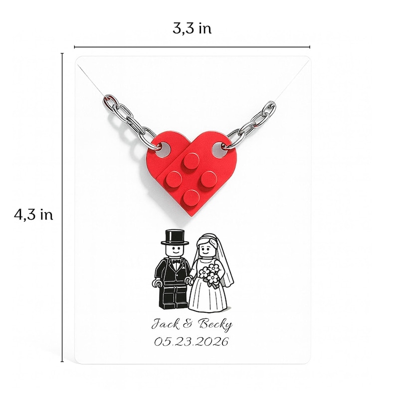 12 Pack LEGO Heart Keychain Set – Customizable Wedding Favors, Bride ...