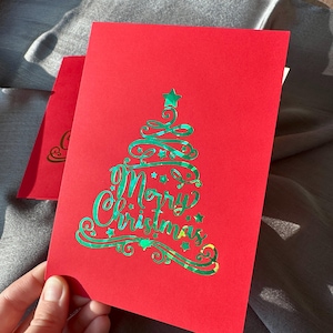 Set of 5 Luxury Textured Christmas Cards With Free Envelopes - Red or ...