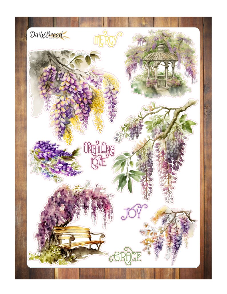 Planner Stickers - Wisteria, Luke 12:27, Purple Floral - Etsy