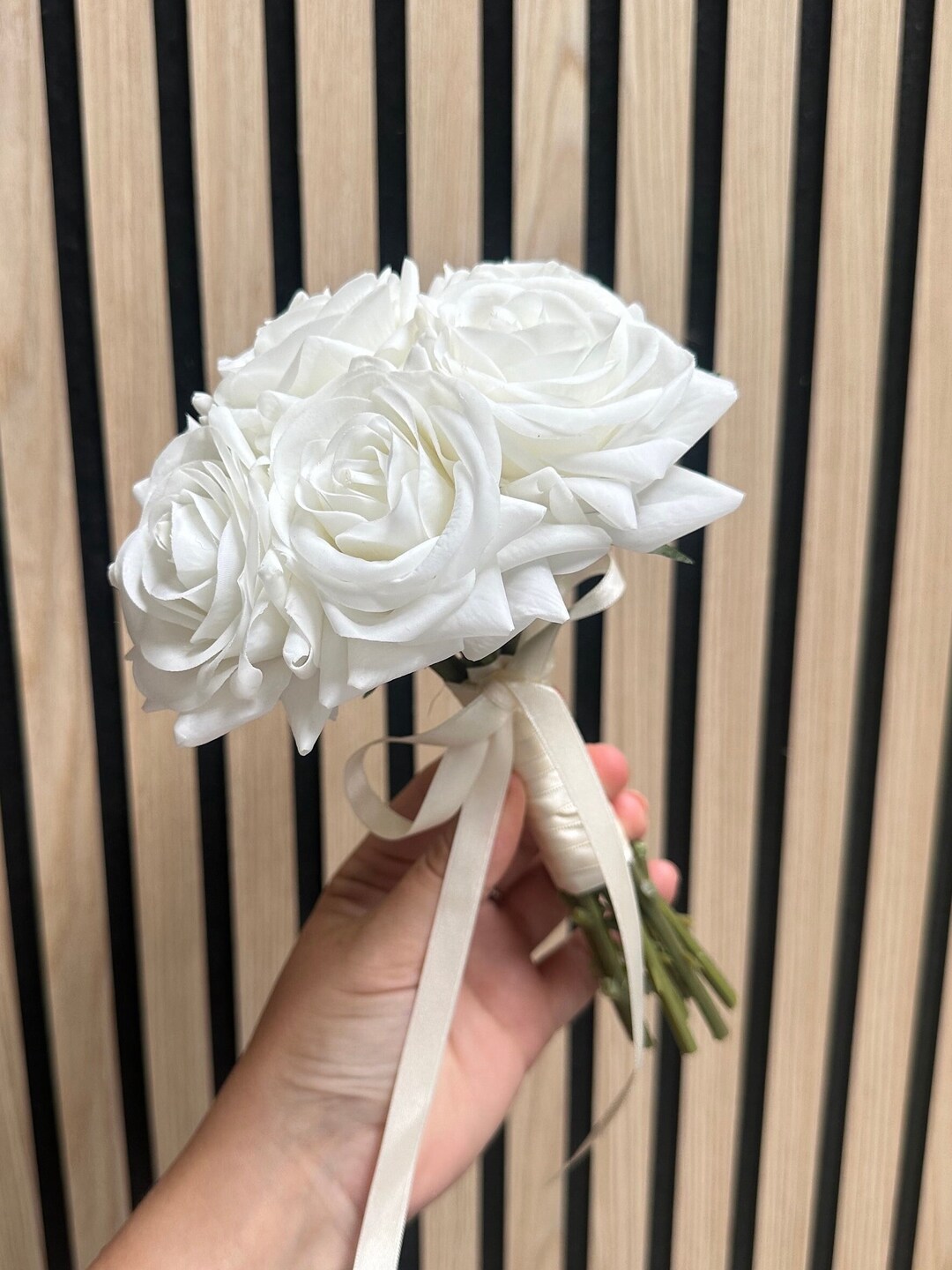 Flower Girl Bouquet , Realistic Ivory Roses, Flower Girl Posy, Flower ...