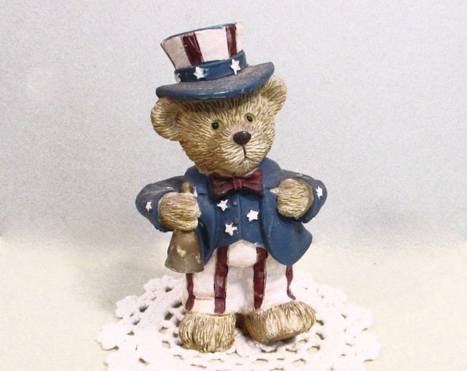Patriotic Uncle Sam Teddy Bear Figurine . Americana Bear Toy . Memorial ...