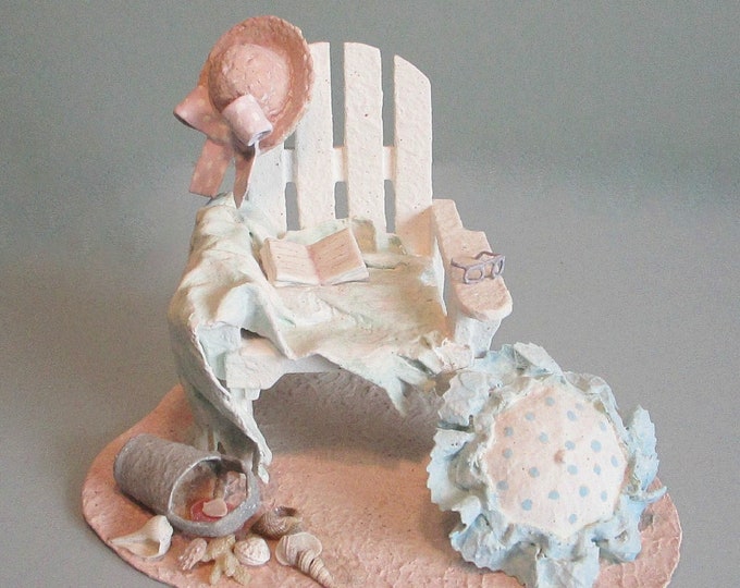 Handmade Beach Diorama: 3D Miniature Adirondack Chair Beach Scene ...