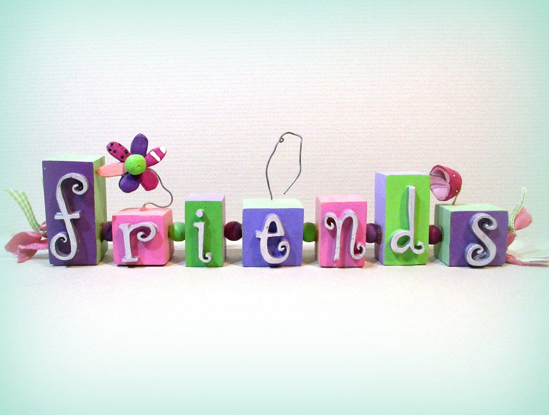 Whimsical friends Letter Blocks Wall Hanging. Friendship Decor ...