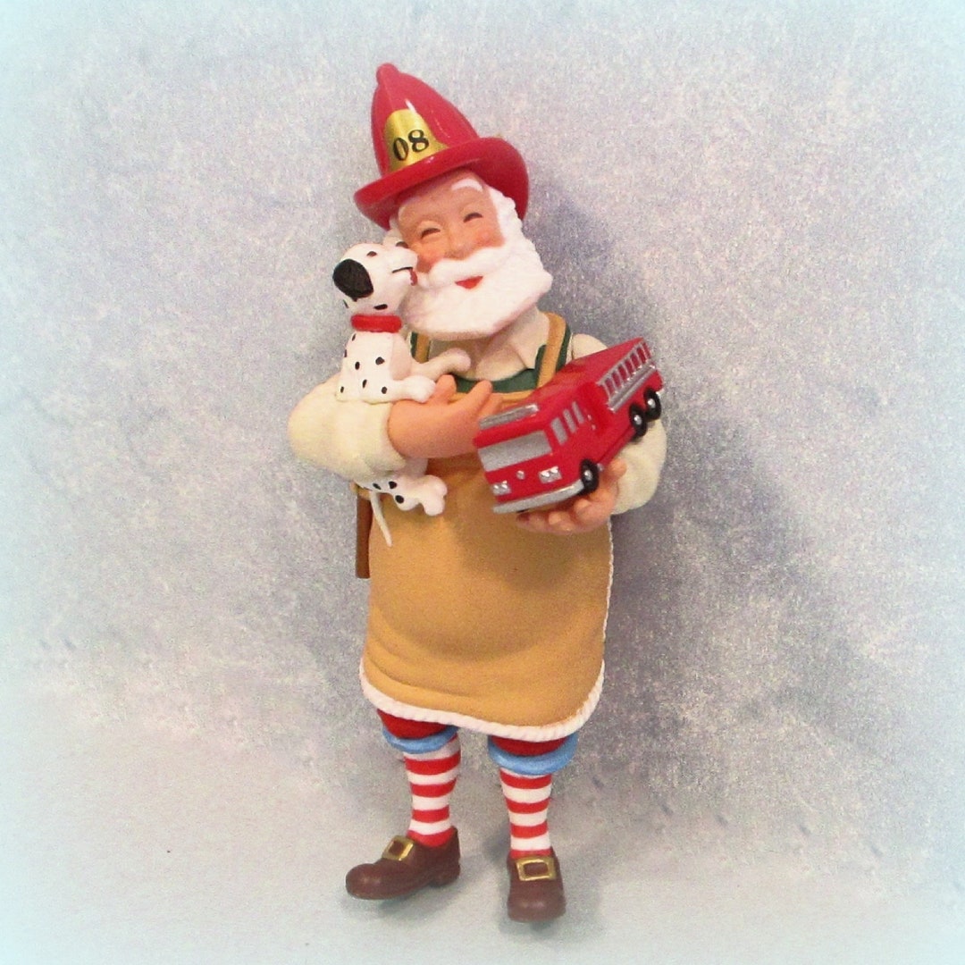 Santa Ornament . Santa Fireman Figurine . Vintage Hallmark - Etsy