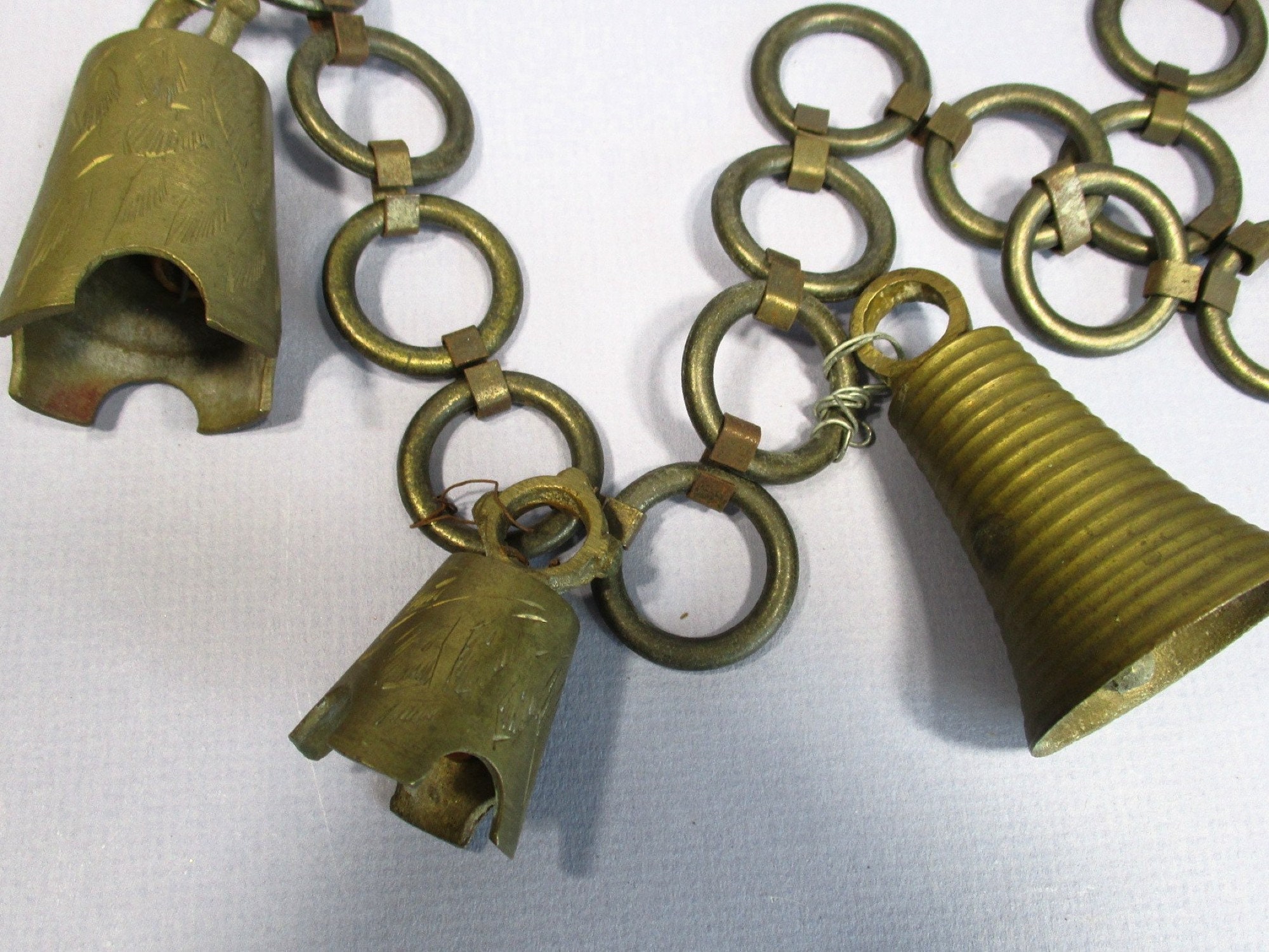 Vintage Brass Bells. 7 Solid Brass Bells. Etched Bells. - Etsy