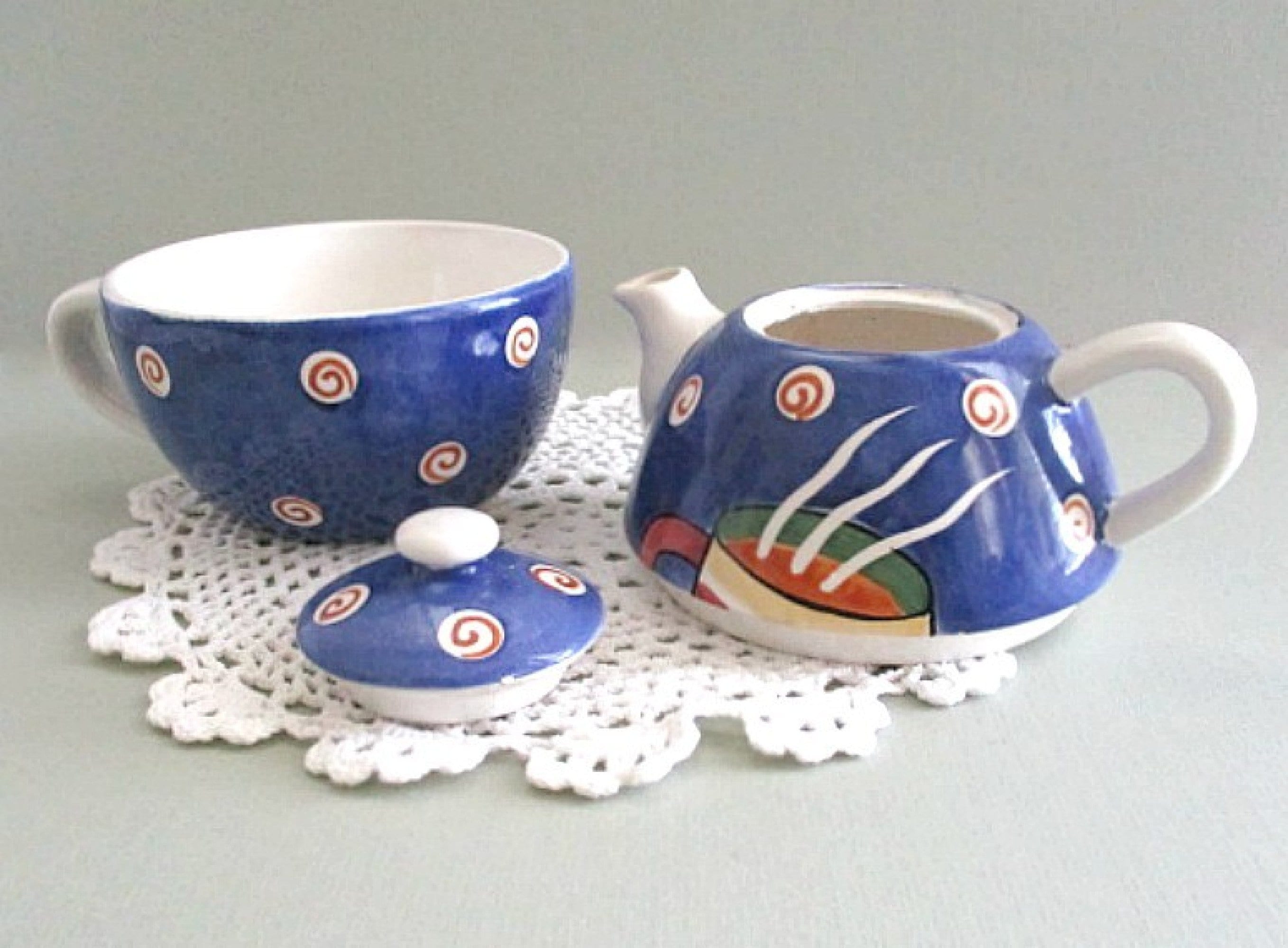 Jazz Cafe Teapot . Ceramic Teapot and Cup . Stackable . Teapot - Etsy