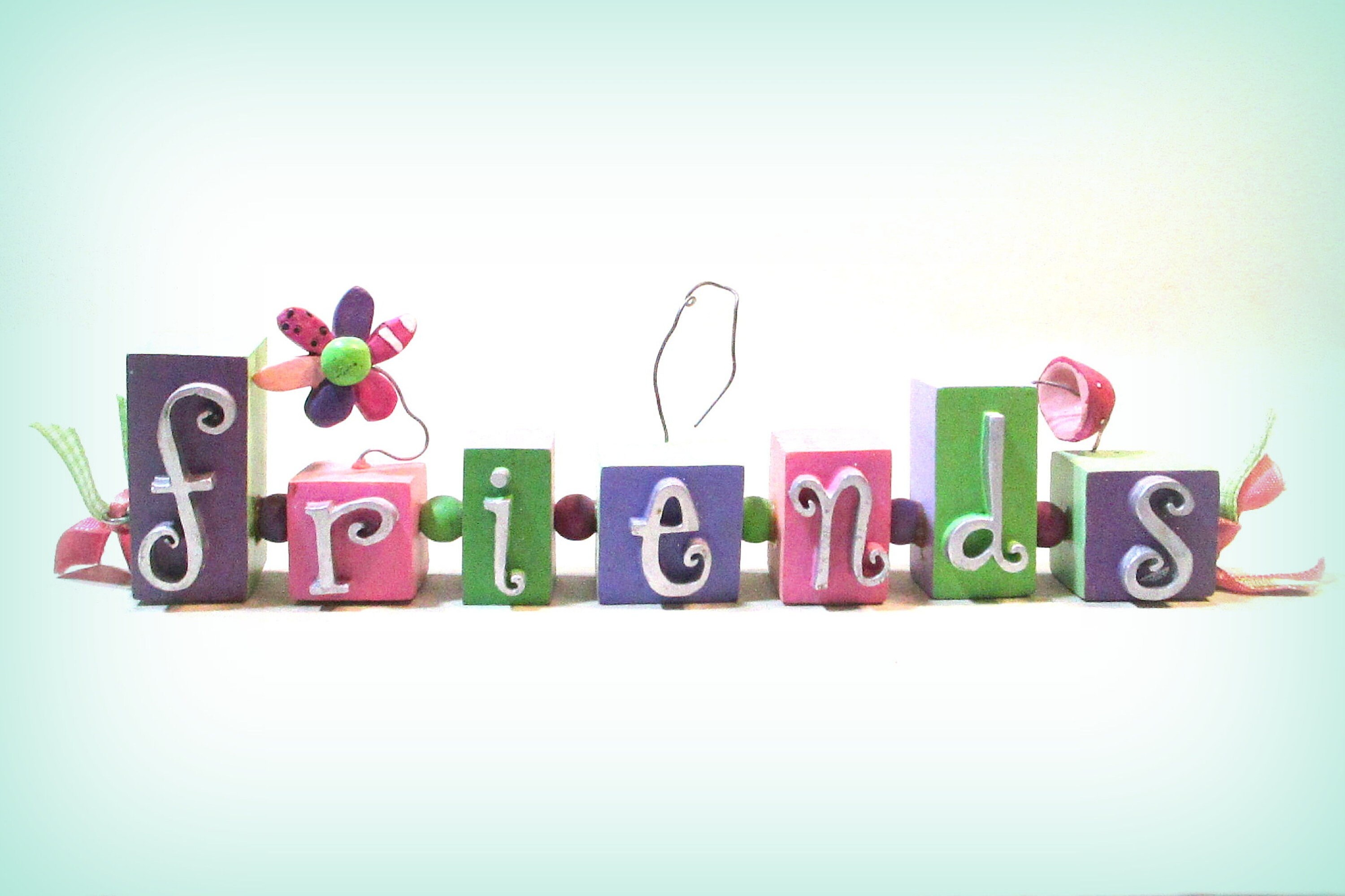 Whimsical friends Letter Blocks Wall Hanging. Friendship Decor ...