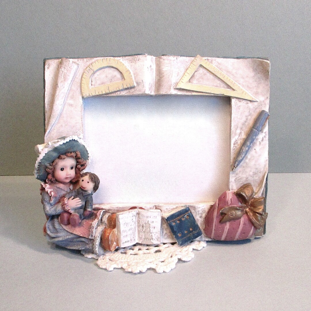 Victorian Girl School Days Open Book Picture Frame . Vintage 3d Book ...