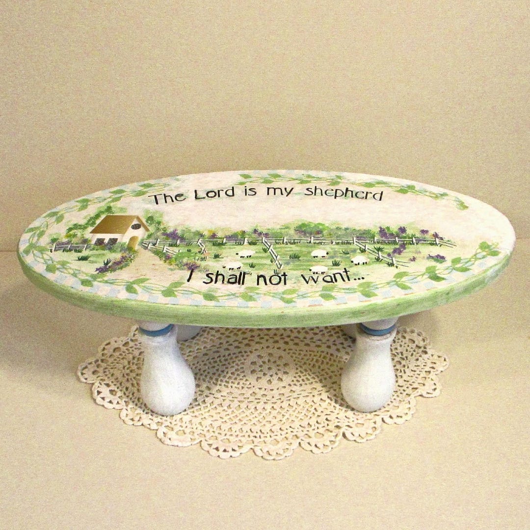 Hand-painted Religious Step Stool: "the Lord is My Shepherd". Pastoral ...