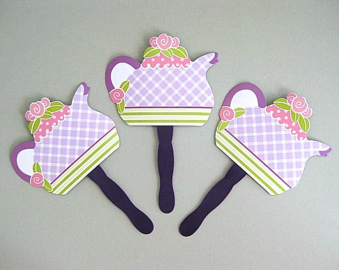 Tea Pot Shaped Paddle Hand Fan Favors 6 ~ Bridal Showers-garden Tea ...