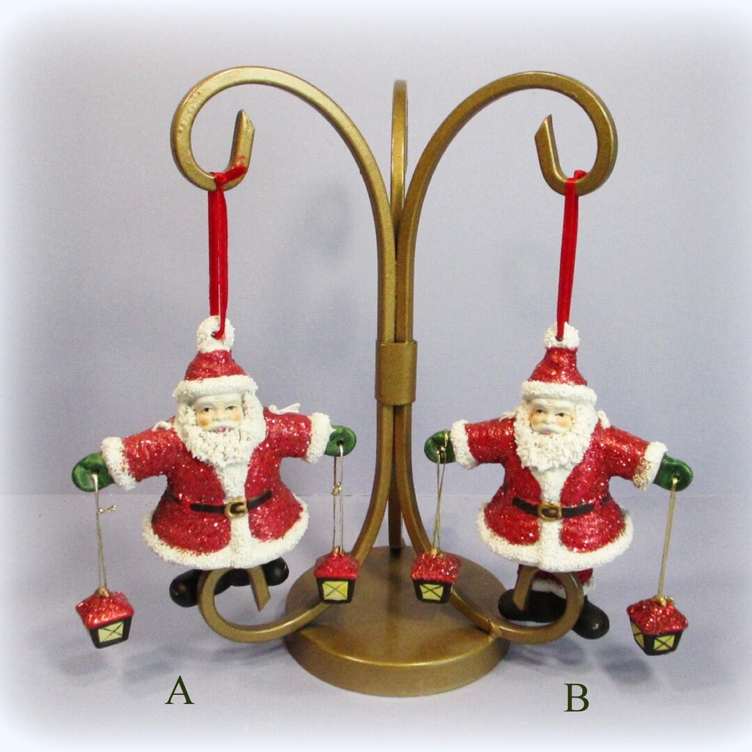 Sparkle Red Glitter Santa Claus Figurine Ornament With Dangly Legs - Etsy