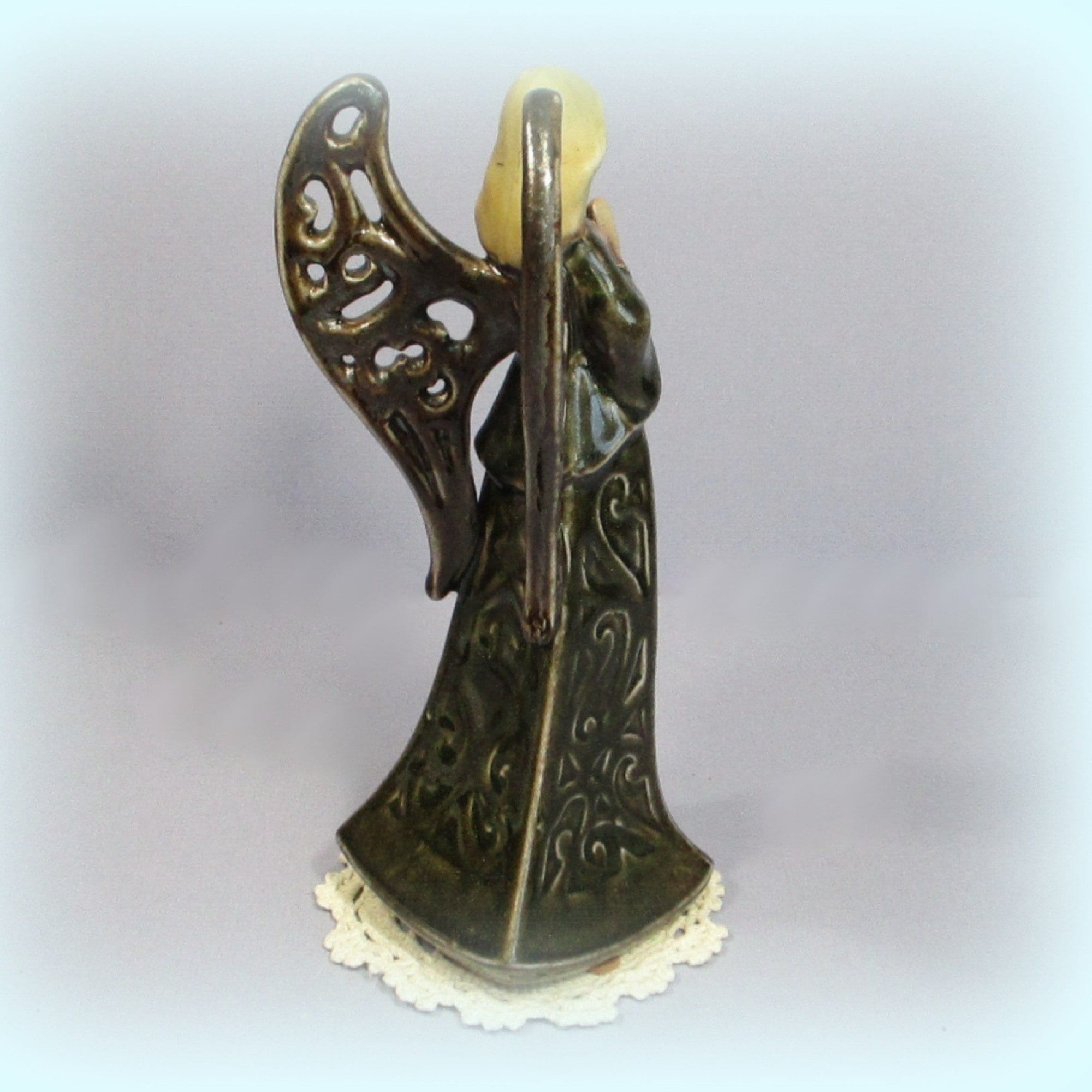 Praying Angel Figurine . Ceramic Angel Statue . Pottery Angel Figure ...