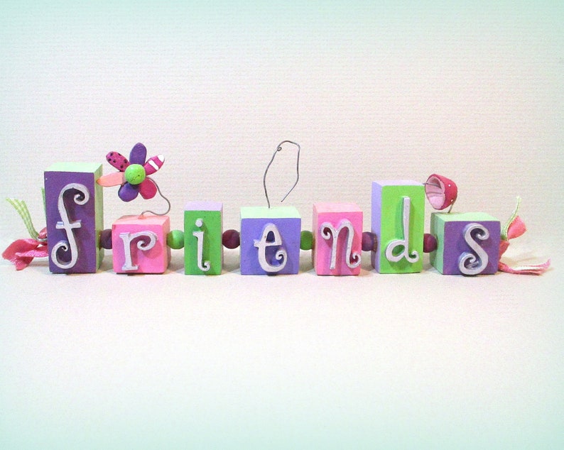 Whimsical friends Letter Blocks Wall Hanging. Friendship Decor ...