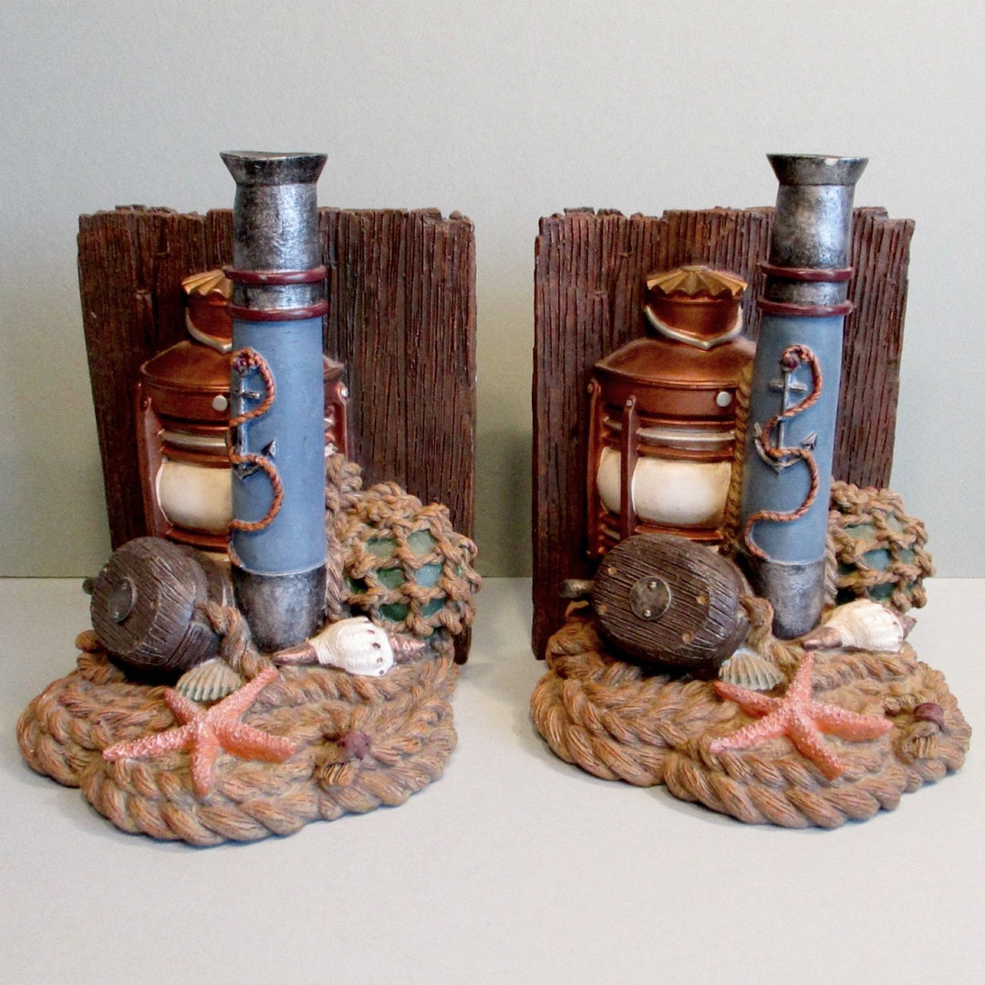 Vintage Nautical Bookends . Door Stops . Anchor and Rope . Rustic ...