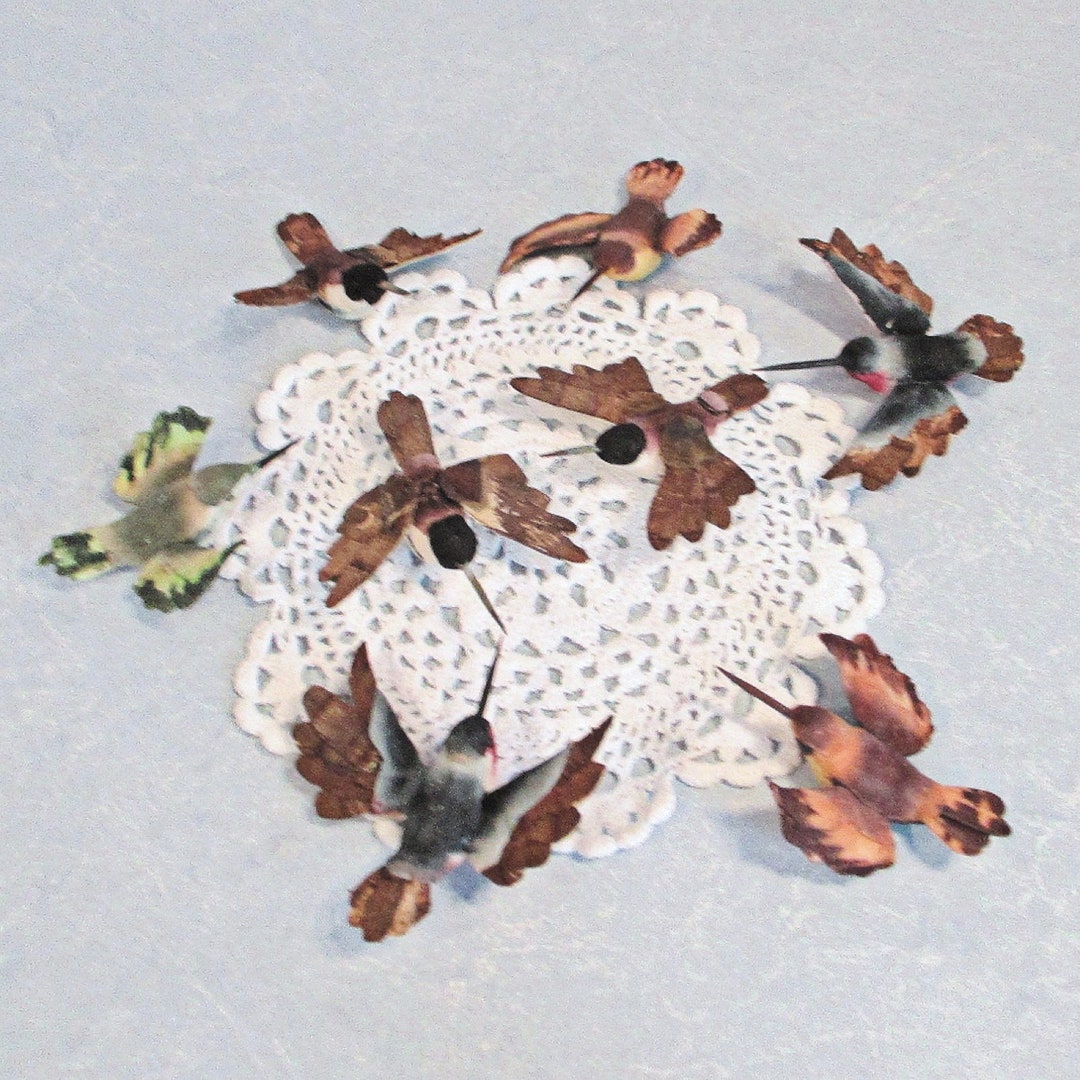 Artificial Hummingbird Craft Birds 4 Decorative Fake Foam Miniature ...