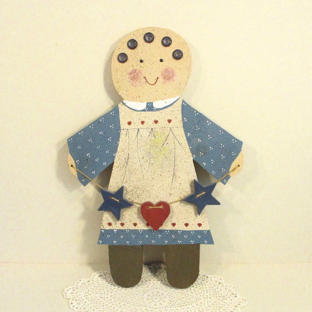 Wood Rag Doll Plaque . Vintage Americana Cutout Wall Ragdoll . Hand ...