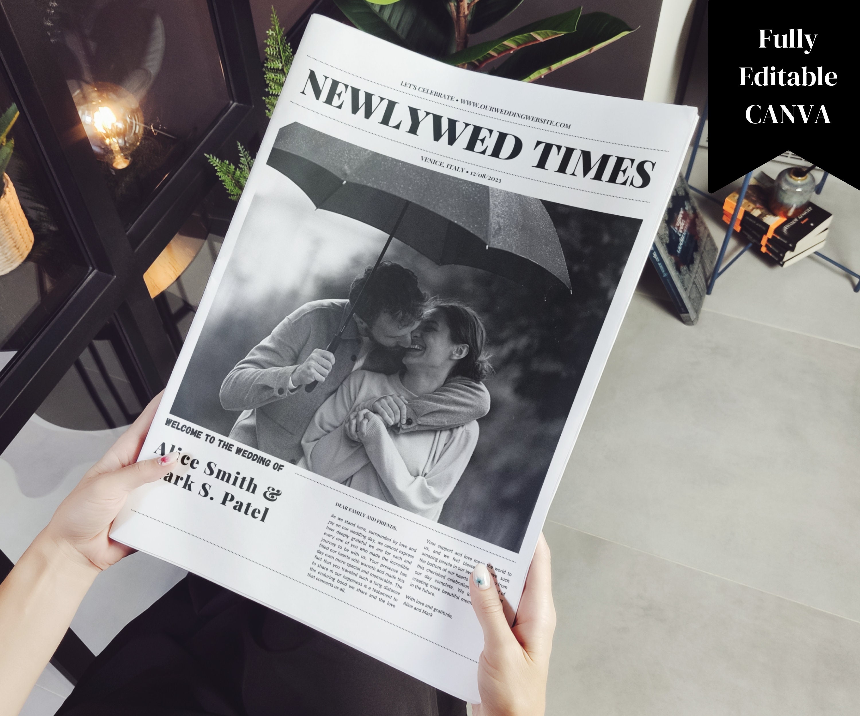 Large Wedding Newspaper Template Printable Wedding Programs Canva ...
