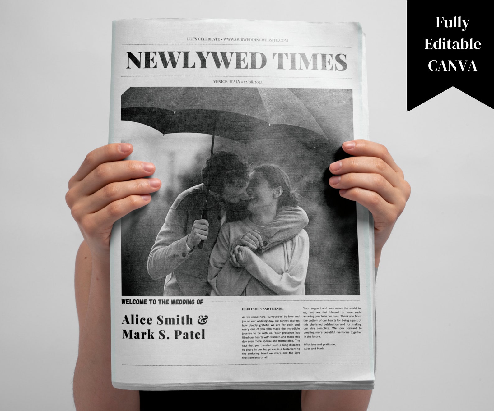 Large Wedding Newspaper Template Printable Wedding Programs Canva ...