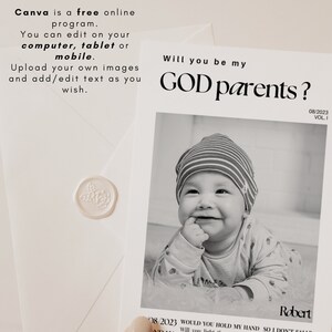 Godparent Proposal Card Template Will You Be My Godmother Proposal Card ...