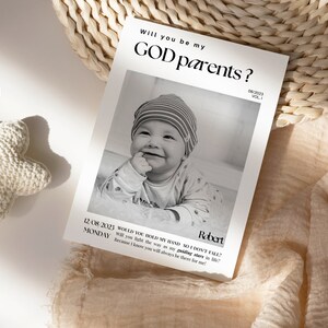 Godparent Proposal Card Template Will You Be My Godmother Proposal Card ...