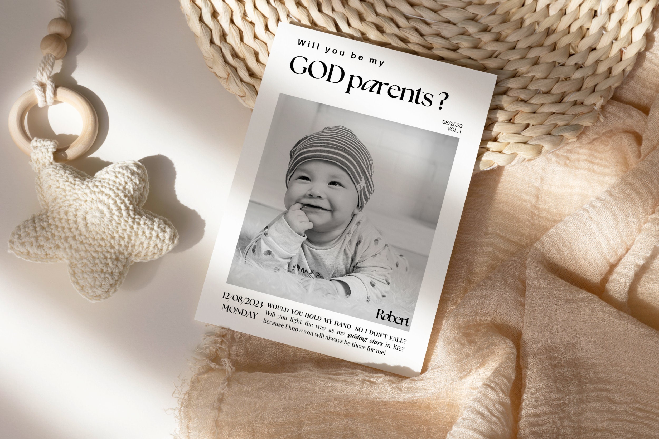 Godparent Proposal Card Template Will You Be My Godmother Proposal Card ...